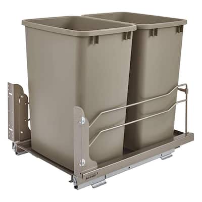 Double Pull-Out Trash Can for Under Kitchen Cabinets 35 Quart 8.75 ...