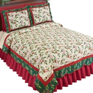 Chickadee and Pine Reversible Holiday Quilt - Bed Bath & Beyond - 36715533