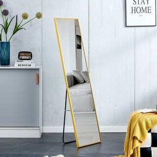 59x15.7inch Rectangle Full Length Vanity Dress Mirror Metal Gold Frame ...