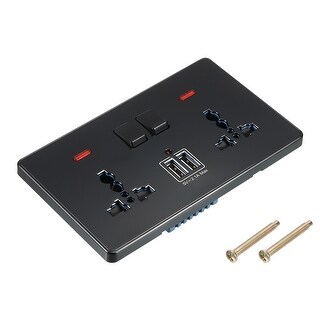 Dual UK US Socket Switched Multi Power Outlet Dual USB Black 250V 13A ...