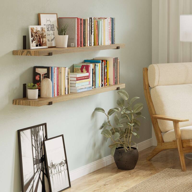 60 inch shelf, 9.25'' Deep, Floating Shelves, Wall Shelves for Living ...
