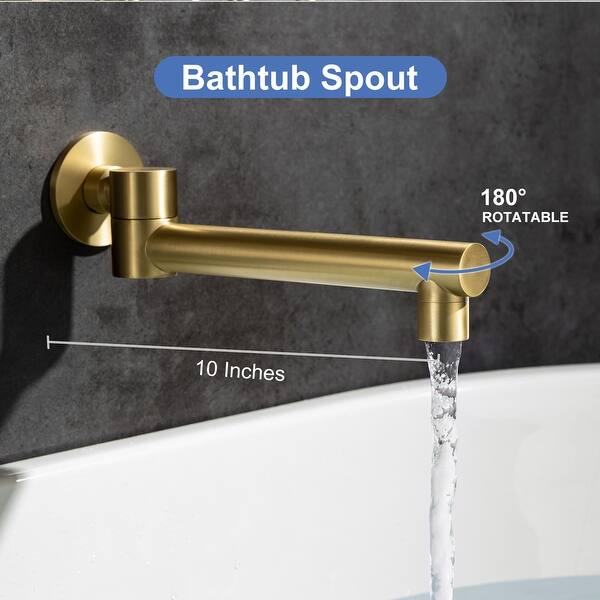 Rainlex Brushed Gold Wall Mounted Roman Tub Faucet With Handshower