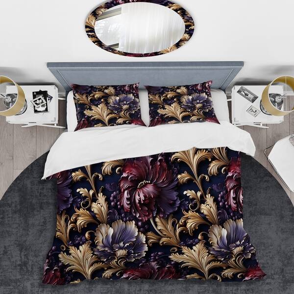 Designart "Royal Purple And Gold Regal Opulence" Gold Cottage Bedding ...