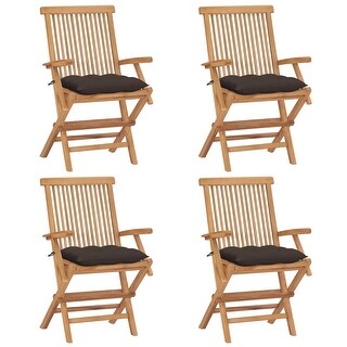 vidaXL Patio Chairs with Taupe Cushions 4 pcs Solid Teak Wood - Bed ...