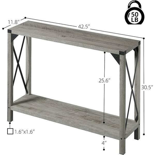 43 Inch Entryway Table Farmhouse Console Table 2-Tier Wood Sofa Table ...