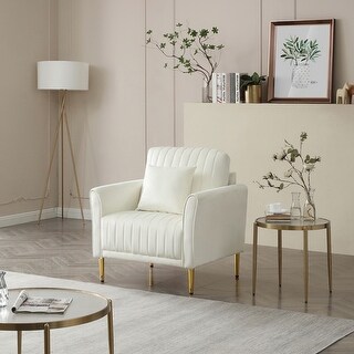Mid-Century Modern Velvet Fabric Accent Chair Armchair,Channel Tufted ...