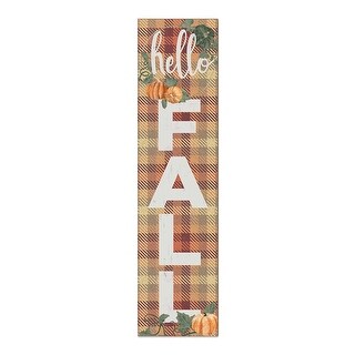 Checkered "Hello Fall" Outdoor Porch Sign - 48" - Orange - Bed Bath ...