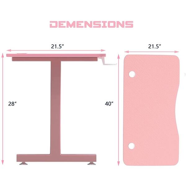 BOSSIN Ergonomic T-Shaped Office PC Computer Desk Gaming Desk Pink ...