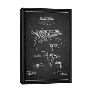 iCanvas "Marimba Charcoal Patent Blueprint" by Aged Pixel Framed - Bed ...