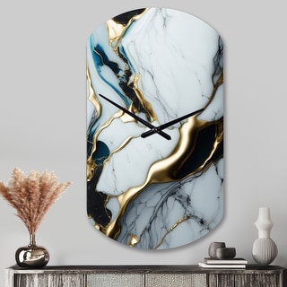 Abstract Geode Gold And White Marble II - Abstract Marble Wall Clocks ...