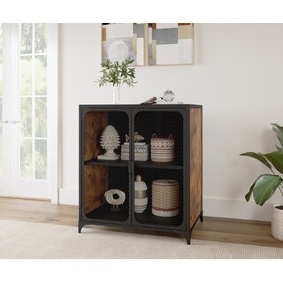Rye Studio Modern Steel Cabinet with Rustic Panels - Bed Bath & Beyond ...