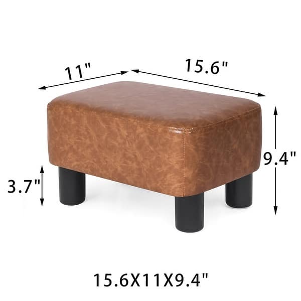 Adeco Small Footstool PU Leather Ottoman Footrest Modern Rectangular ...