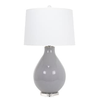 Poppy Glass Table Lamp with Linen Lamp Shade - Bed Bath & Beyond - 40203684