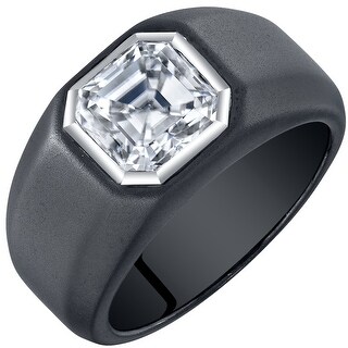 Men's 3 ct Moissanite Signet Ring Matte Black Sterling Silver - Bed ...