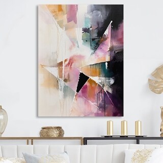 Designart "Purple Language Of Lines II" Modern Geometric Metal Wall Art ...