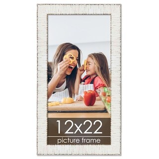 12x22 White Rustic Birch Wood Picture Frame with UV Acrylic, Foam Board ...
