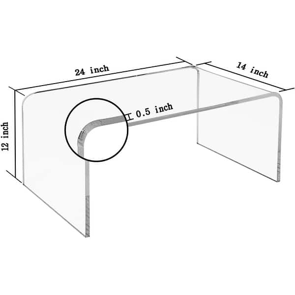 Clear Acrylic End Table Set of 2, 24"x14"x12", C-Shape Modern Side ...