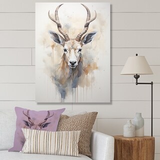 Designart "Minimalism Beige Antelope Ibex" Antelope Wall Art - Bed Bath ...