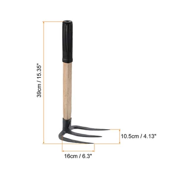 15.4" 3 Prongs Hand Gardening Hoe, Manganese Steel Loosening Soil Tool ...