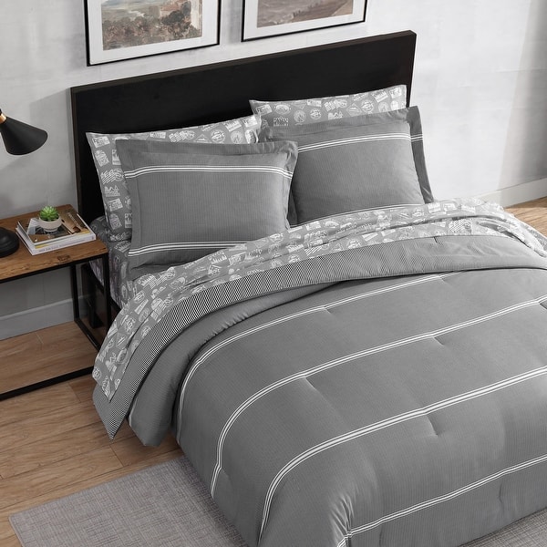 grey chevron bedding