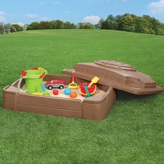 Play and Store Sandbox Brown Plastic Kids Outdoor Toy with Cover - Bed ...
