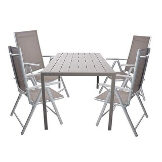 Patio Dining Table Chair Sets 55" Aluminum Frame Outdoor Table with Set ...