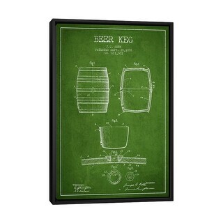 iCanvas "Keg Green Patent Blueprint" by Aged Pixel Framed - Bed Bath ...