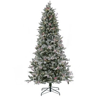 National Tree Company 7.5 ft. Pre-Lit Snowy Poechmann Fir Tree with LED ...