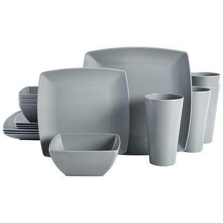 16 Piece Square Melamine Dinnerware Set - Bed Bath & Beyond - 38243245
