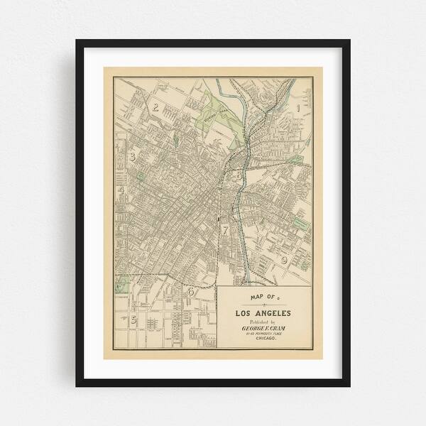 Map of Los Angeles Maps Retro Travel Vintage Art Print/Poster - Bed ...