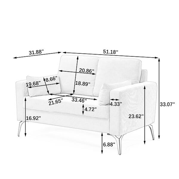 Streamlined Loveseat Sofa Thick Back Sleeper Loveseat Couch Orange ...
