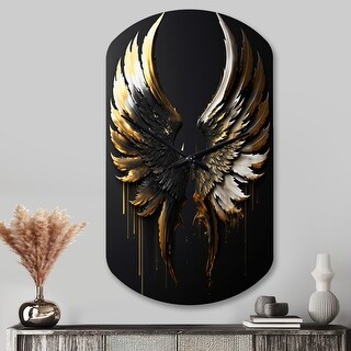 Designart - Black Silver And Gold Angel Wings II - Wings Angel Wall ...
