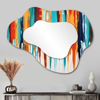 Colorful Paint Droppings Blue Orange - Abstract Geometric Wall Mirror ...