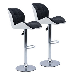 Set of 2 Black and White Shell Shaped Bar Stools Modern Gas-Lift ...