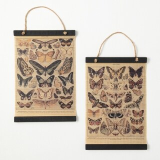 Sullivans 16.5 in. Retro Butterfly Wall Panel - Set of 2; Brown - Bed ...