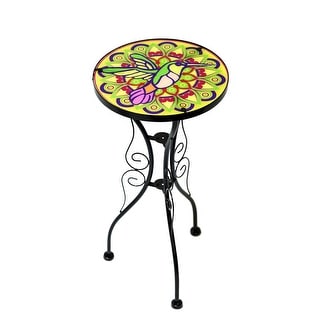Trademark Innovations 22" Hummingbird Design Glass & Metal Side Table ...