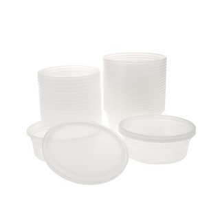 20 Sets 8oz Plastic Food Storage Meal Prep Soup Containers Box with ...