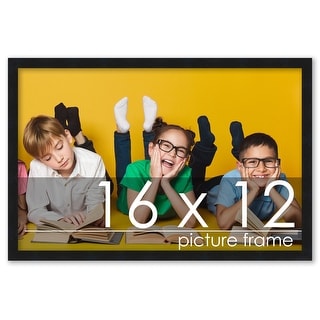 16x12 Contemporary Black Complete Wood Picture Frame with UV Acrylic ...