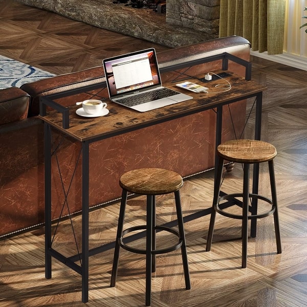 Console Table with 2 Outlet and 2 USB Ports,Entryway Table Narrow ...