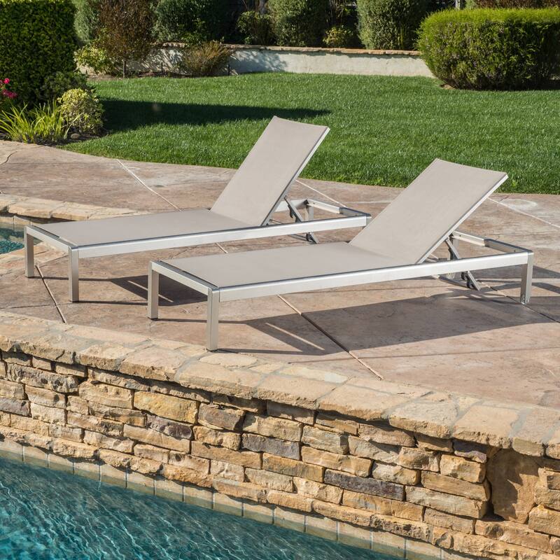 Cape Coral Mesh Chaise Lounges (Set of 2) by Christopher Knight Home ...