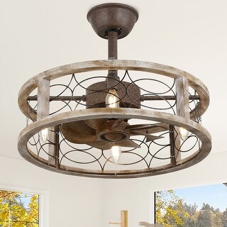 Cusp Barn 18'' Farmhouse Flush Mount Wood Ceiling Fan with Light ...