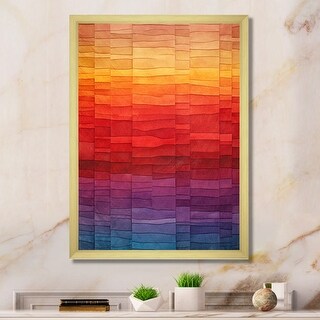 Designart "Cubic Rainbow Seven Lines " Abstract Shapes Framed Canvas ...