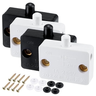 4 Pcs Cabinet Lamp Switch AC 250V Normally Closed Door Wardrobe Black ...