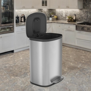 13 Gallon 50L Kitchen Foot Pedal Operated Trash Can / 30 Garbage Bags ...