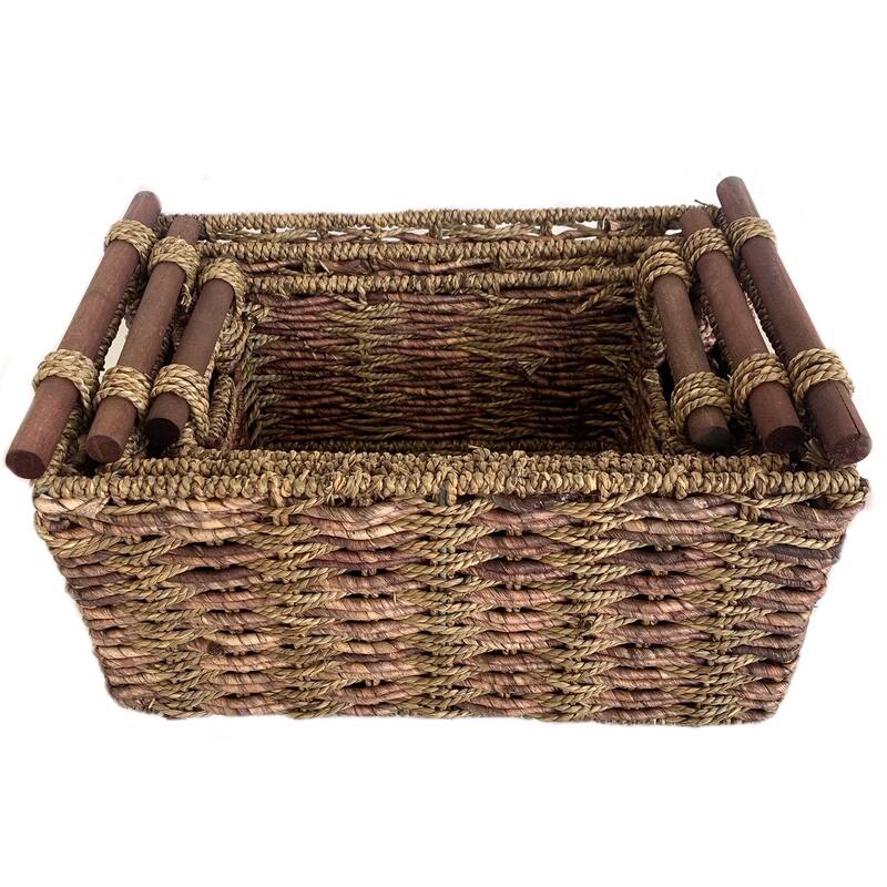 Two-tone Maize and Seagrass Storage Baskets (Set of 3) - Overstock ...