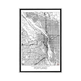 iCanvas "Portland Minimal Urban Blueprint Map" by Hubert Roguski Framed ...