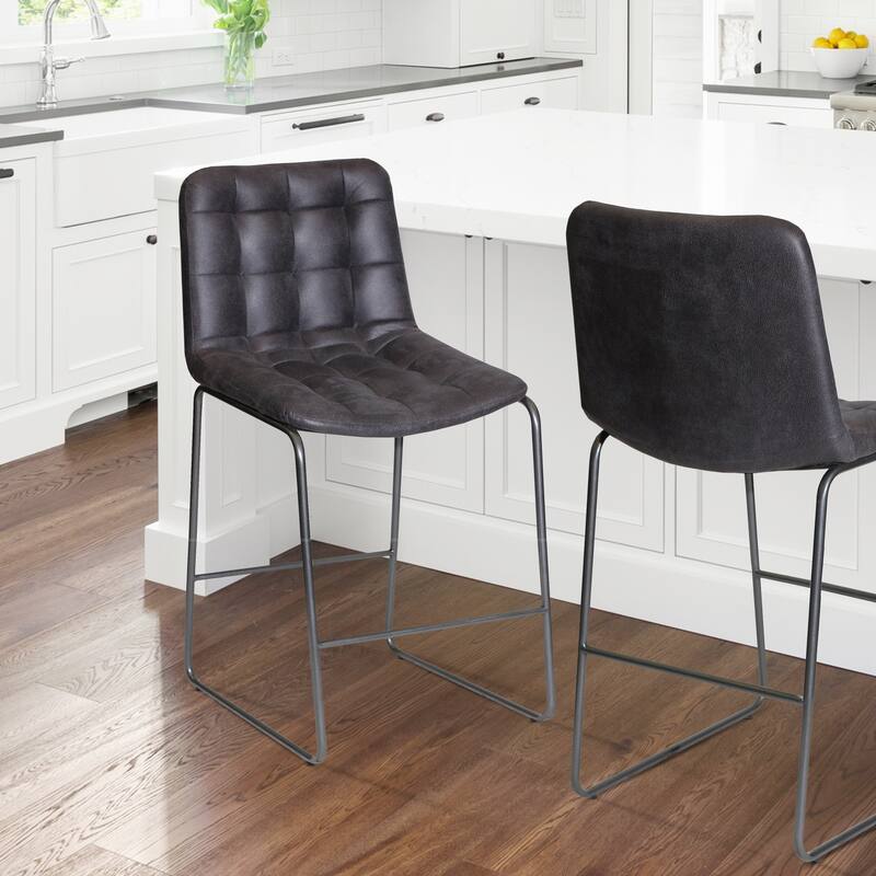 Carson Carrington Waddell Metal and Brown Faux Leather Counter Stool ...