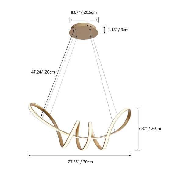 Modern Wavy Linear Design LED Pendant Light Fixture - Bed Bath & Beyond ...