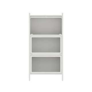 3 Tier Metal Storage Cabinet with Transparent Flip Up Door Design - Bed ...