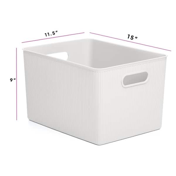 Superio Ribbed Storage Bin with Matching Lid - 15"W x 9"H x 11.5"D ...